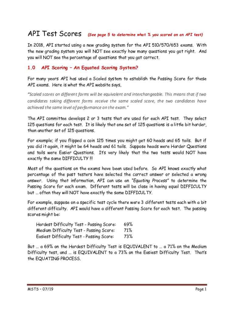 Fillable Online API Test Scores (See page 5 to determine what % you ...