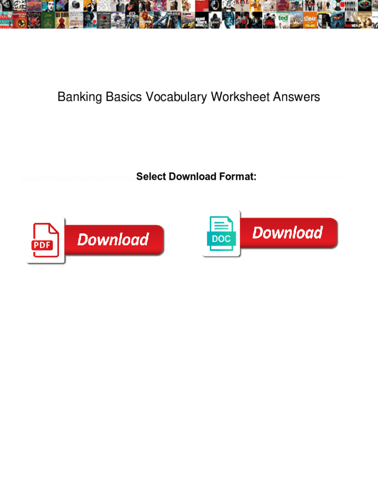Fillable Online Banking Basics Vocabulary Worksheet Answers. Banking ...