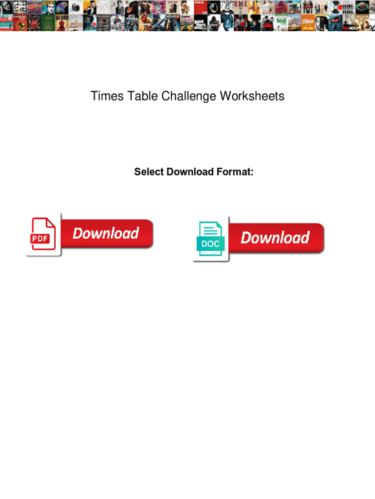 Fillable Online Times Table Challenge Worksheets. Times Table Challenge ...
