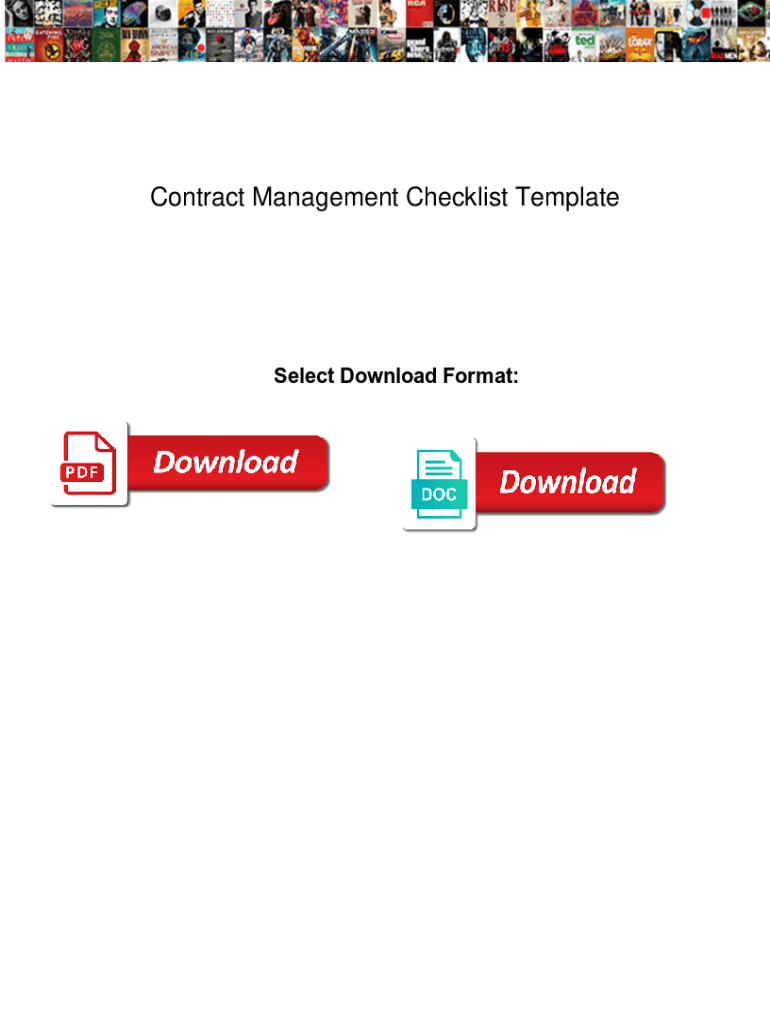 Fillable Online Contract Management Checklist Template. Contract ...