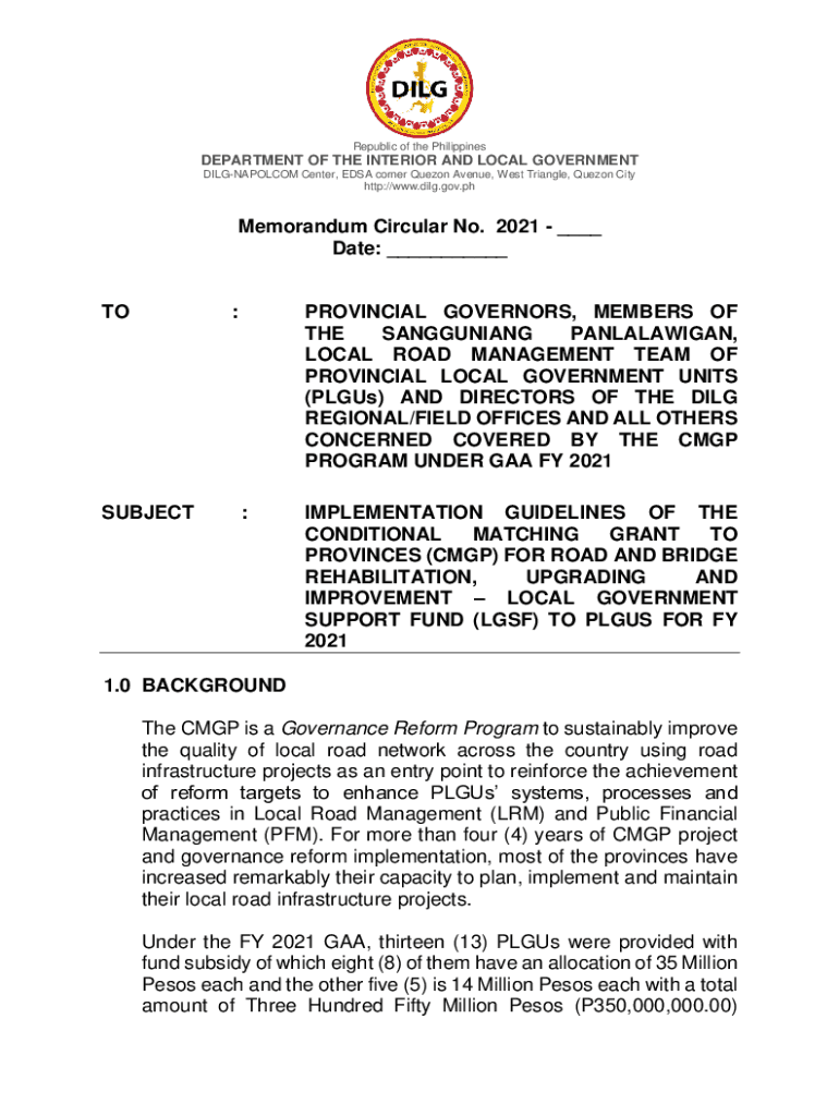 Fillable Online dilg gov DEPARTMENT OF THE INTERIOR AND LOCAL ...