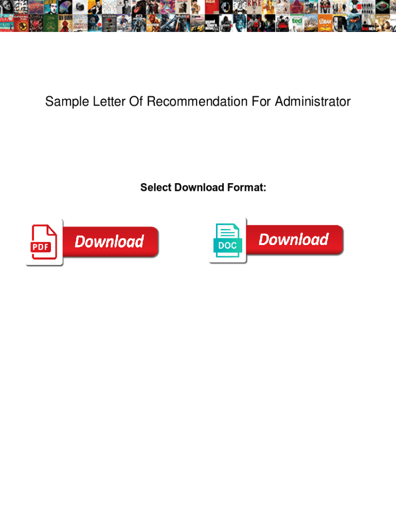 Fillable Online Sample Letter Of Recommendation For Administrator ...