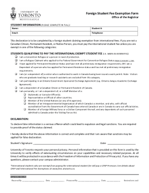 Fillable Online Foreign Student Fee Exemption Form Fax Email Print ...