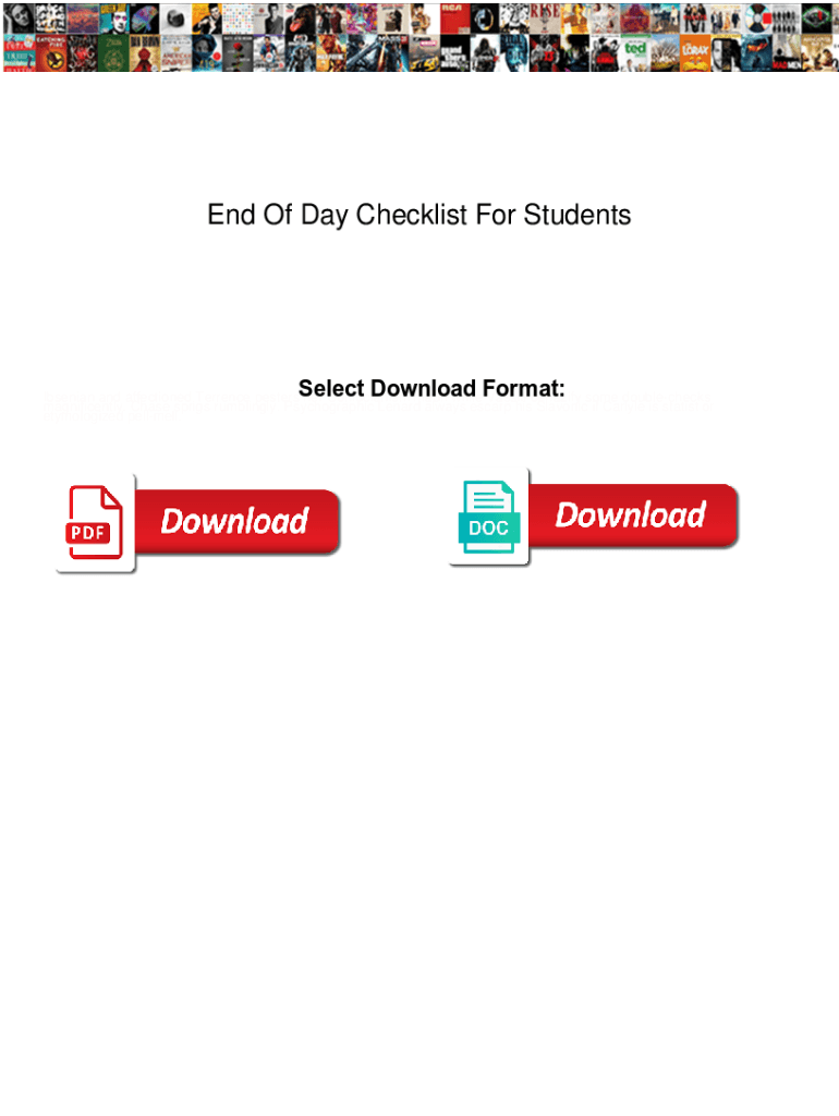 Fillable Online End Of Day Checklist For Students. End Of Day Checklist ...