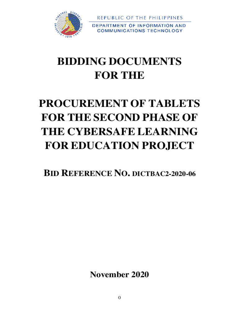Fillable Online dict gov BIDDING DOCUMENTS FOR THE PROCUREMENT OF ...