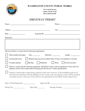 Fillable Online Driveway Permit Application Form. driveway permit ...