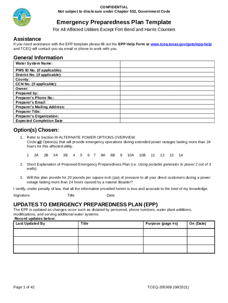 Emergency Preparedness Plan Template Page for Water ... Doc Template | pdfFiller