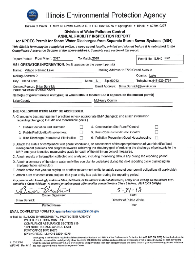 Fillable Online Bureau of Water 1021 North Grand Avenue East Post ...