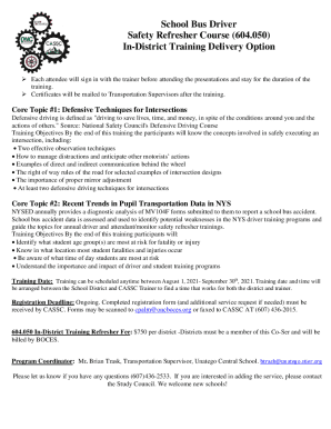Fillable Online School Bus Driver Safety Refresher Course (604.050) In ...