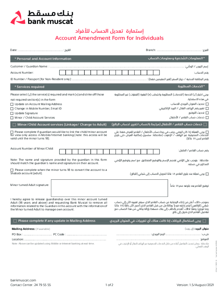 Fillable Online Account Amendment form for individual Fax Email Print ...