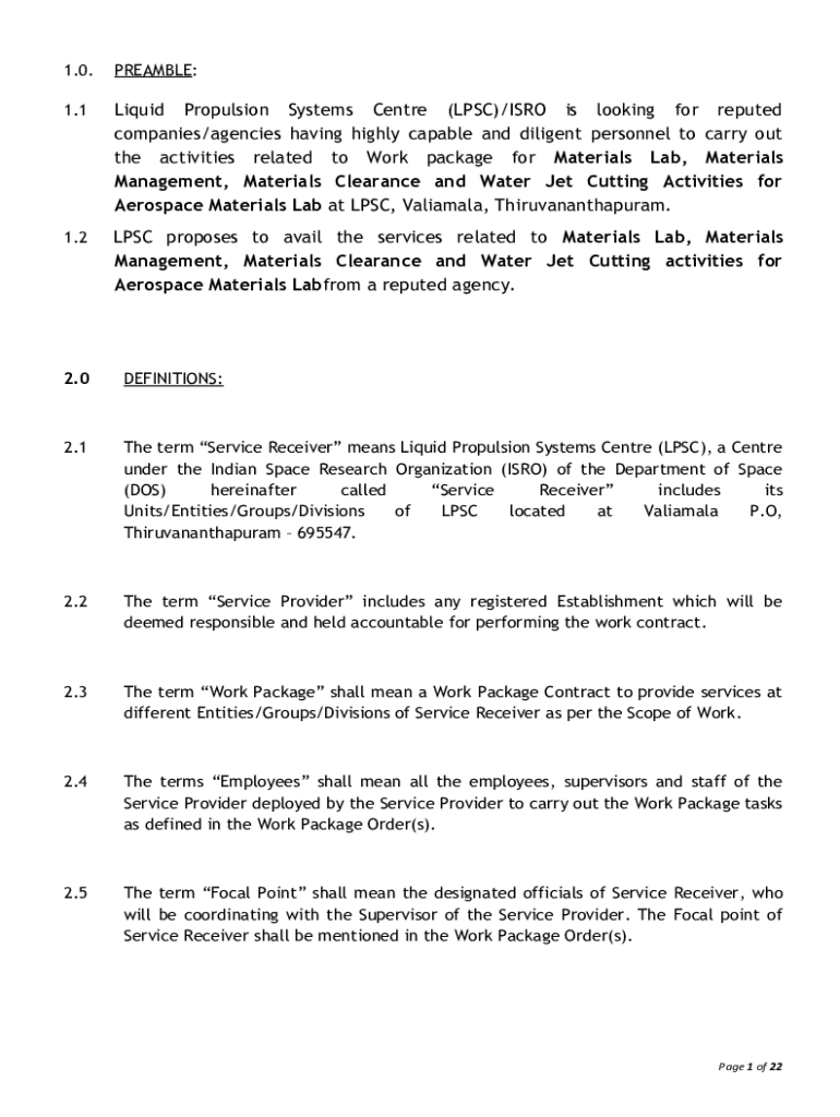 Fillable Online REQUEST FOR PROPOSAL for Work Package for ... - ISRO ...
