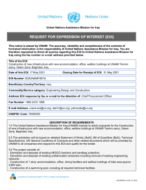 Fillable Online Fillable Online un EOI Mission Template. Fill and Print ...