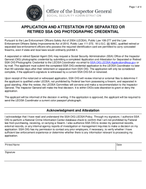 Fillable Online oig ssa APPLICATION AND ATTESTATION FOR SEPARATED OR ...