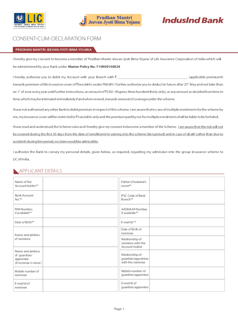 Fillable Online Pmjjby Full Form - Fill Online, Printable, Fillable ...