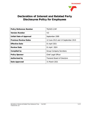 Fillable Online Related Party Disclosure Statement (Conflict of ...