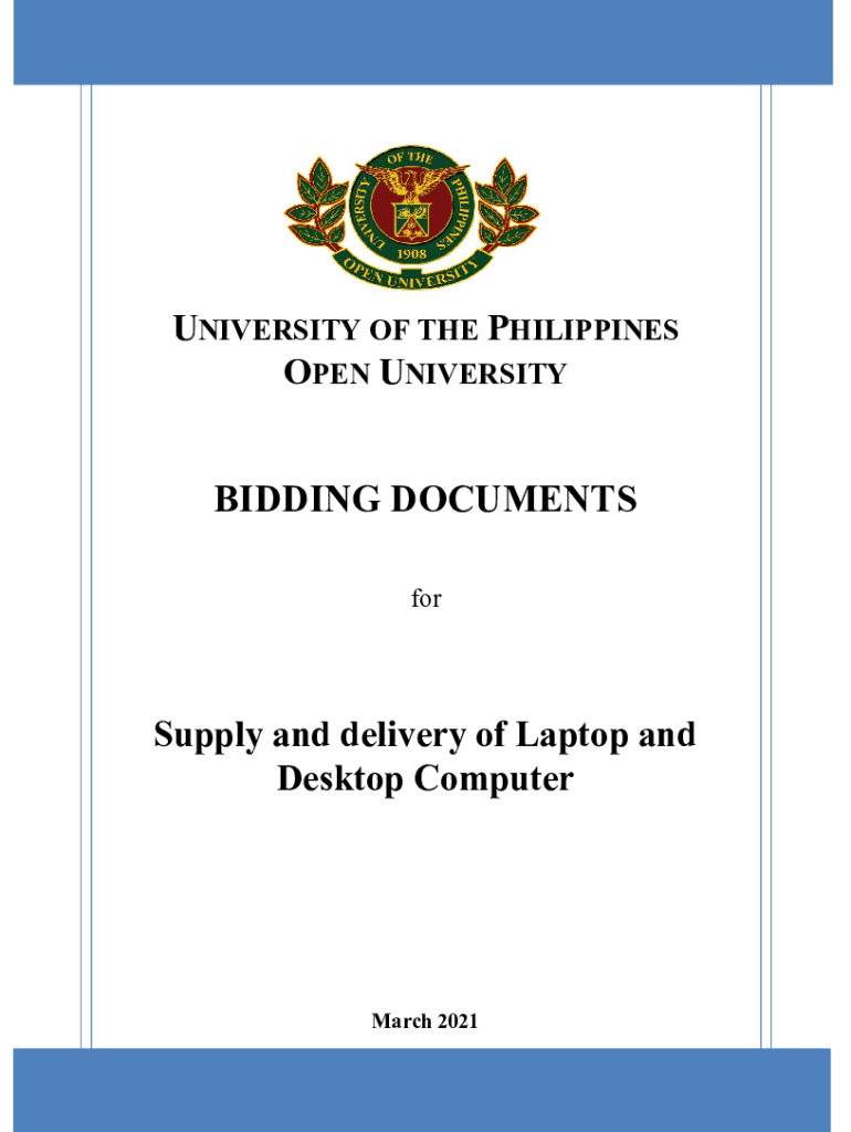 Fillable Online Bidding Documents - Supply and delivery of Laptop and Desktop Computer Fax Email ...