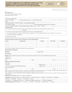 Fillable Online Transmission Request Form for Form T4 Change of Karta ...