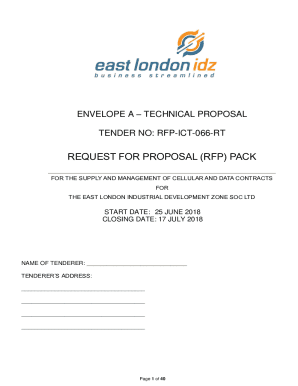 Fillable Online ENVELOPE A TECHNICAL PROPOSAL TENDER NO: RFP-ICT-066-RT ...