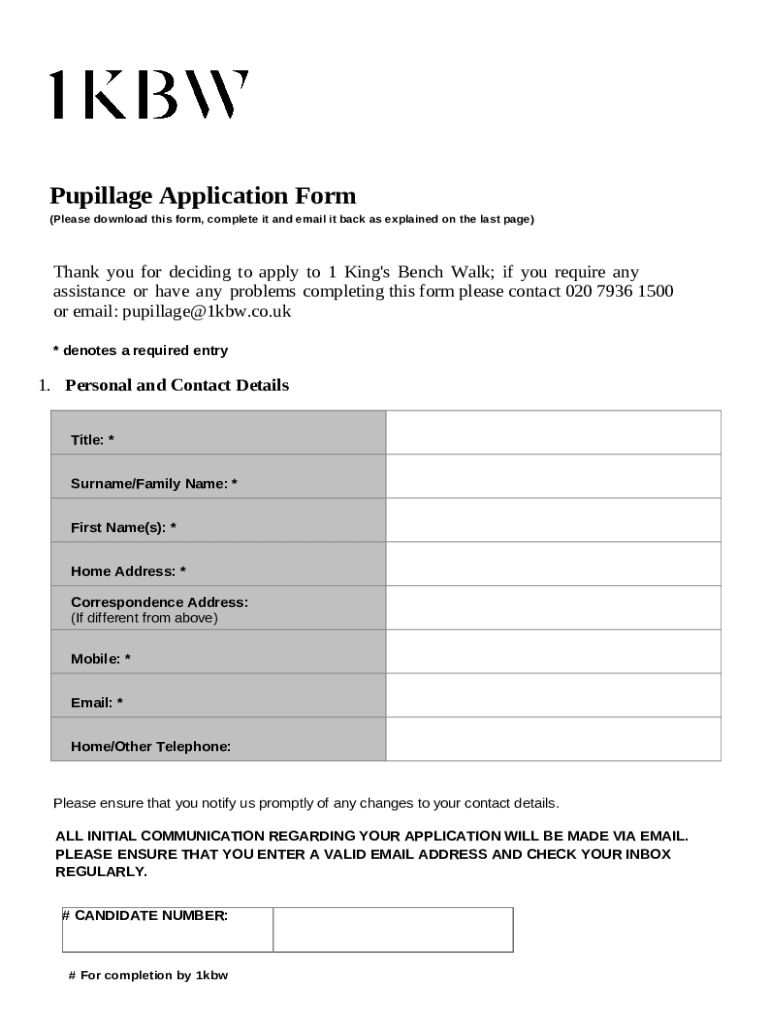 Pupillage Application 2014 - Carmelite Chambers Doc Template | pdfFiller