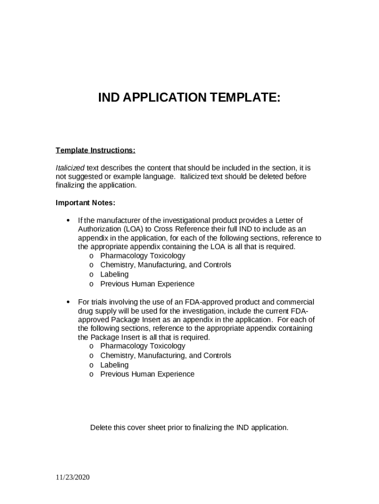 IND Application Template: - University of Pittsburgh Doc Template | pdfFiller