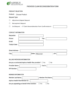 Fillable Online Tips for Using The Online Claim Reconsideration Form ...