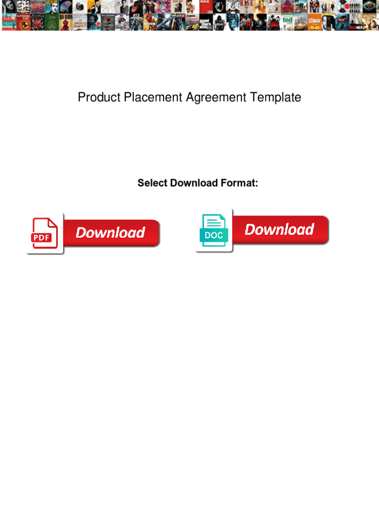 Fillable Online Product Placement Agreement Template. Product Placement ...