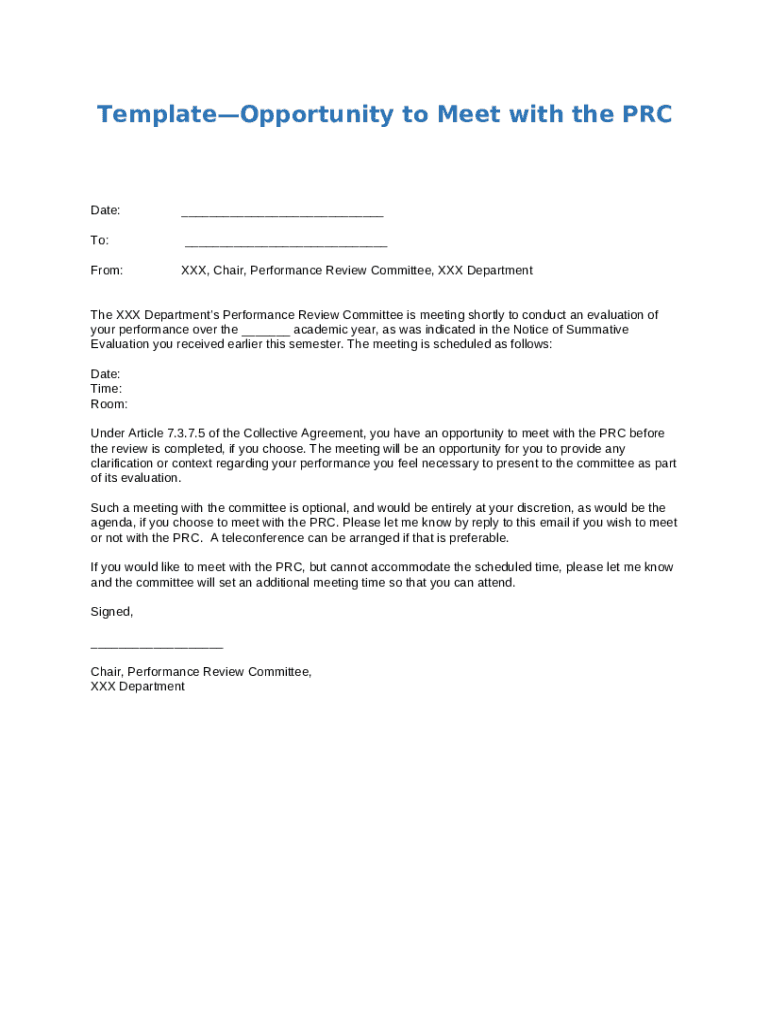 Template-Opportunity to Meet with the PRC Doc Template | pdfFiller