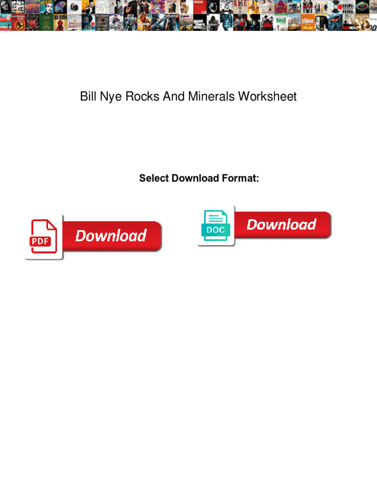 Fillable Online Bill Nye Rocks And Minerals Worksheet. Bill Nye Rocks ...