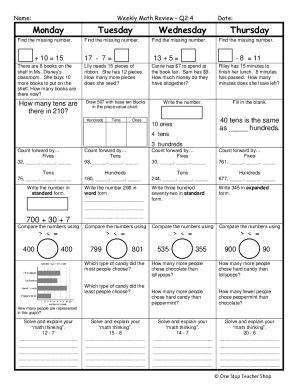 Fillable Online Weekly Math Review Q2:4 Fax Email Print - pdfFiller