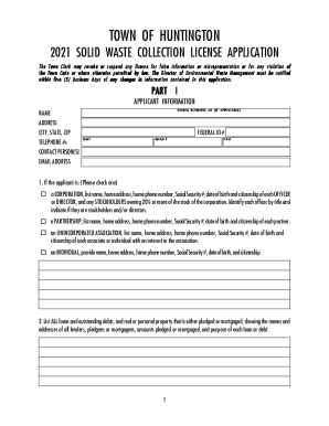 Fillable Online 2021 SOLID WASTE COLLECTION LICENSE APPLICATION Fax ...