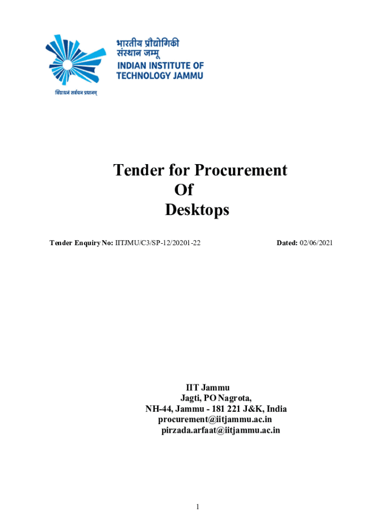 Fillable Online Tender for Procurement Of ARC Melting Furnace ...