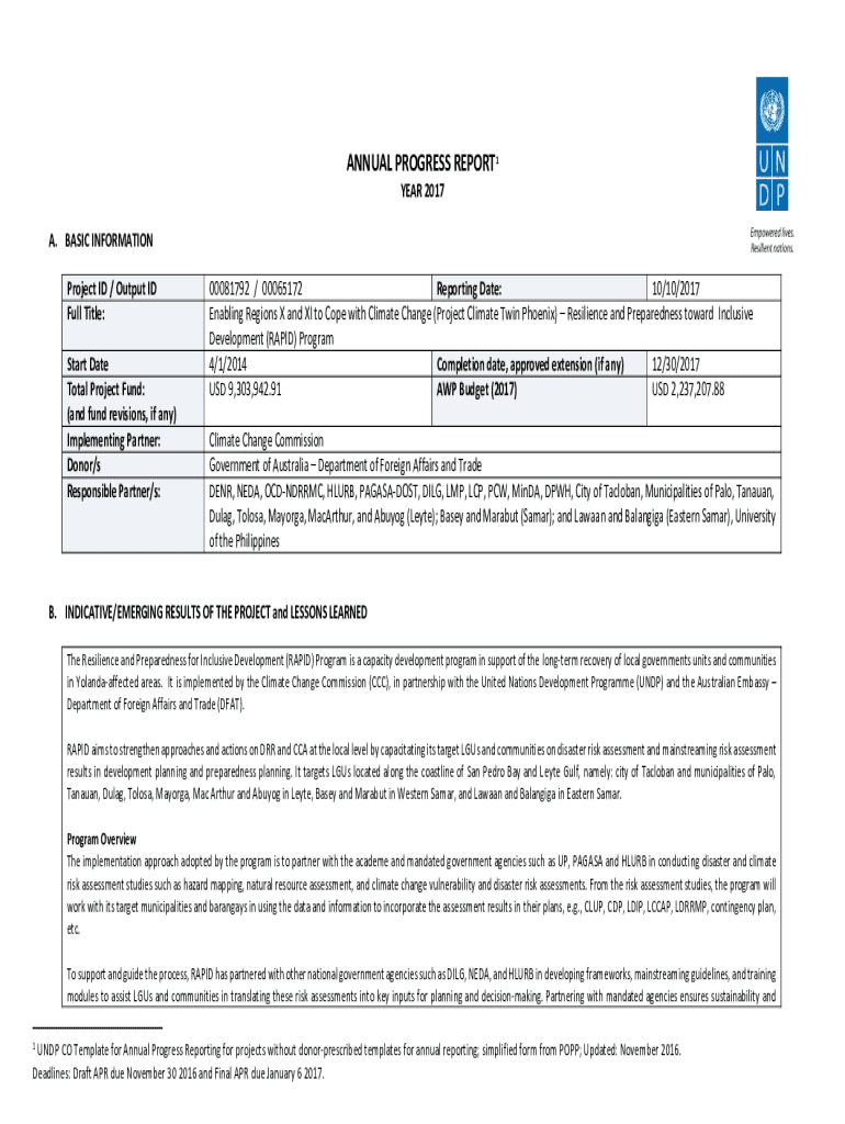 Fillable Online info undp How to Write a Progress ReportExamples Fax ...