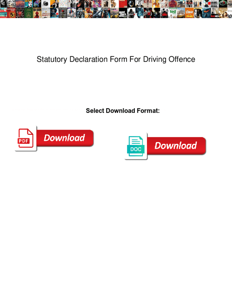 Fillable Online Statutory Declaration Form For Driving Offence ...