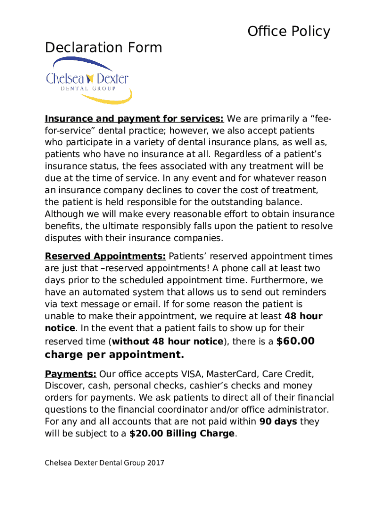 Office Policy Declaration Doc Template | pdfFiller