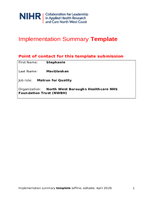 Implementation summary TEMPLATEOFFLINE EDITABLE VERSION Doc Template ...