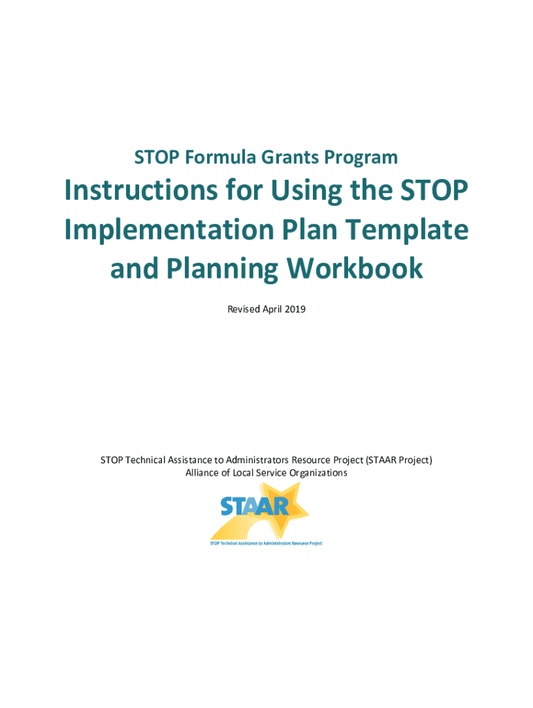 Fillable Online STOP Implementation Plan Template Instructions. STOP ...
