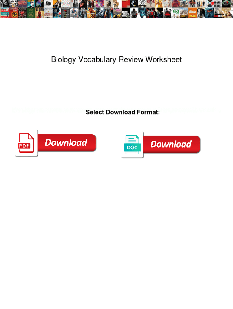 Fillable Online Biology Vocabulary Review Worksheet. Biology Vocabulary ...