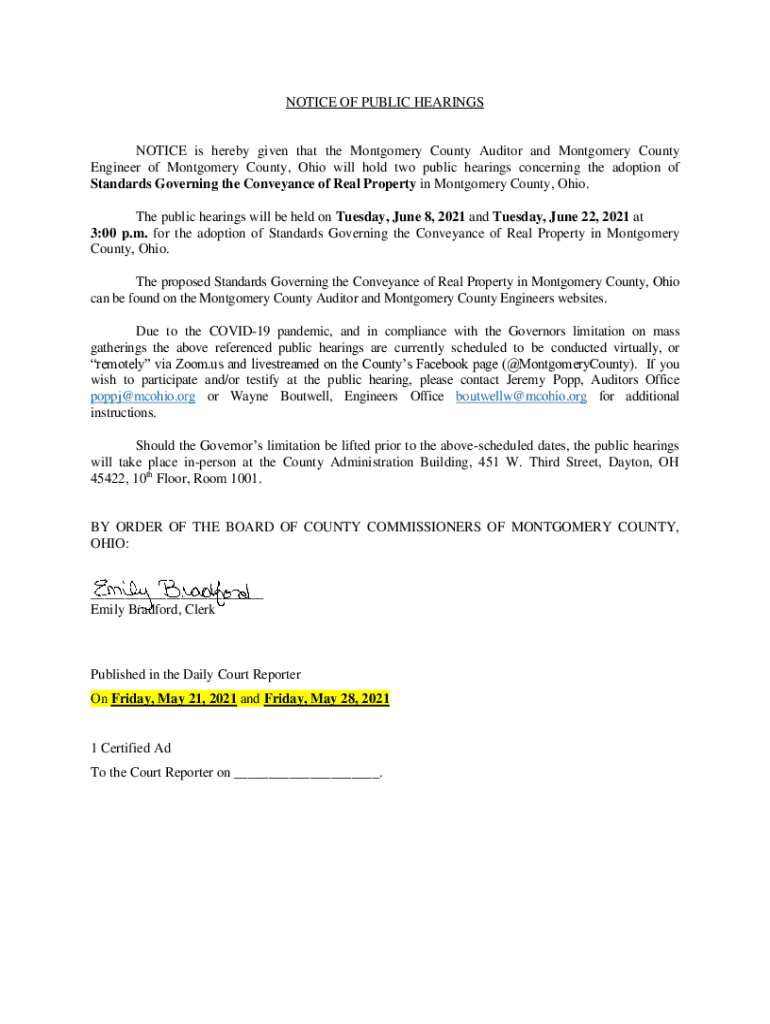 Fillable Online notice of public hearings - Montgomery County Fax Email ...