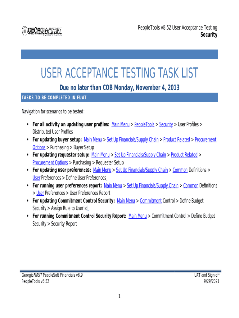 Checklist of items completed at UAT Workshop Doc Template | pdfFiller