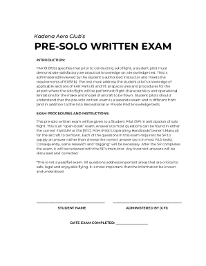 Fillable Online PRE-SOLO WRITTEN EXAM - KadenaFSS Fax Email Print ...