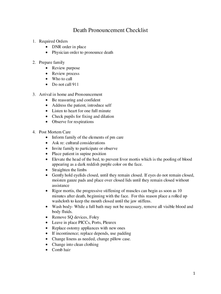 Fillable Online palliative.stanford.edudeath-pronouncementDeath ...