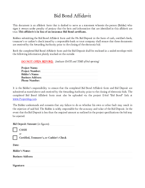 Fillable Online Bid Bond Affidavit Fax Email Print - pdfFiller