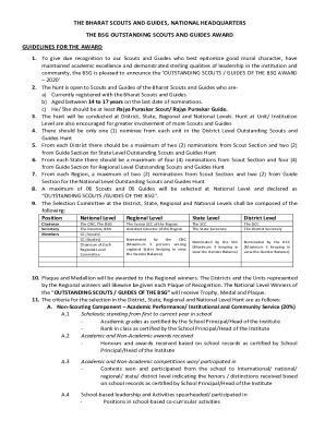Fillable Online THE BHARAT SCOUTS AND GUIDES, NATIONAL HEADQUARTERS THE ...