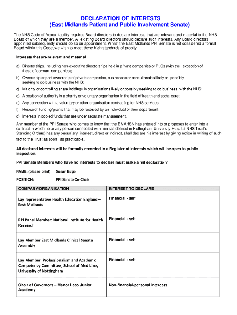Fillable Online 3.2 Chapter 09 - Declaration of Interests Form DOI 1 ...