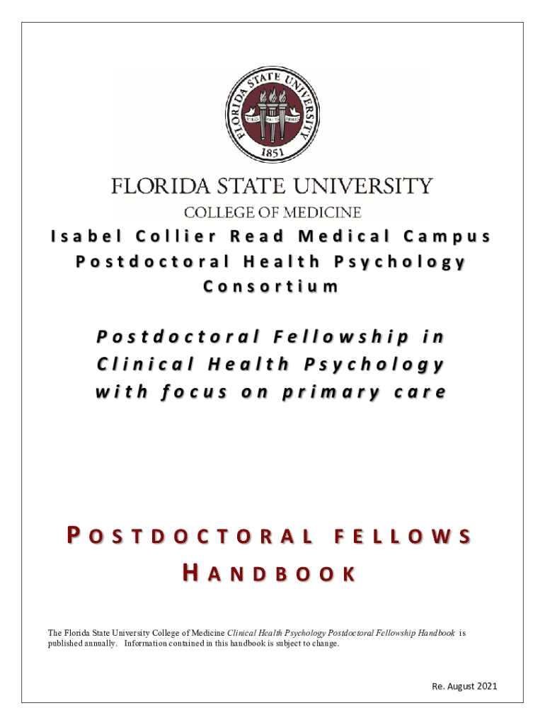 Fillable Online med fsu Isabel Collier Read Medical Campus Postdoctoral ...