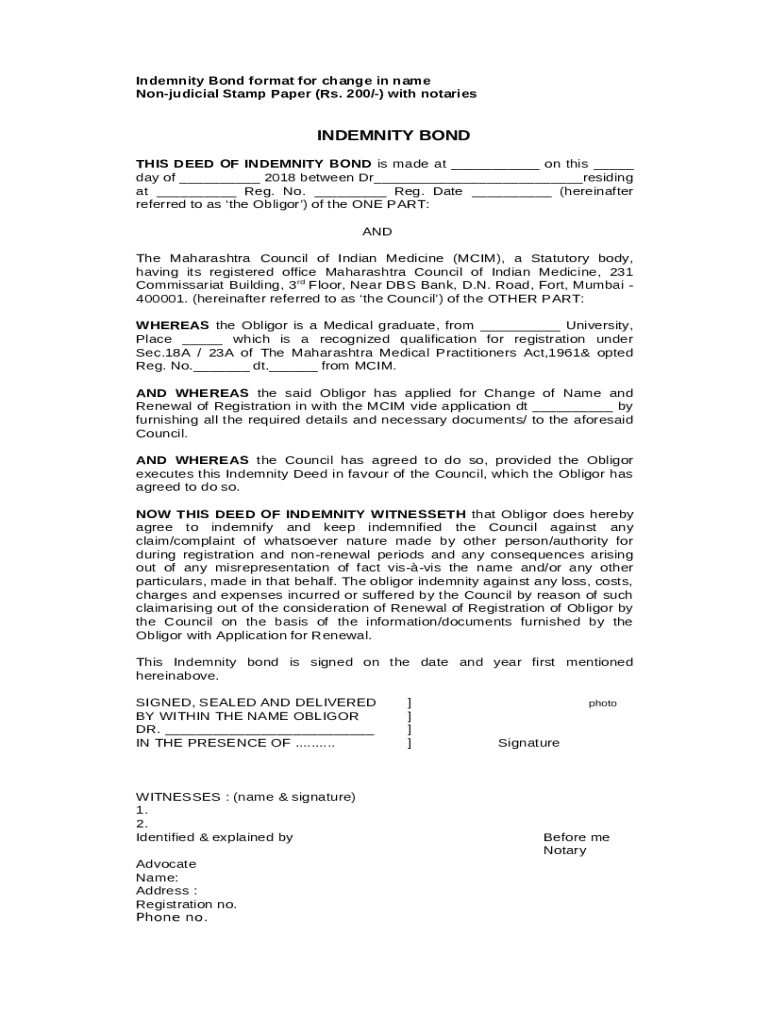 Indemnity Bond at Word - Fill and Sign Printable Template Online Doc ...
