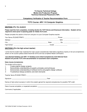 Fillable Online TCTC Course: MAP 101 (Audio Techniques I) Fax Email ...