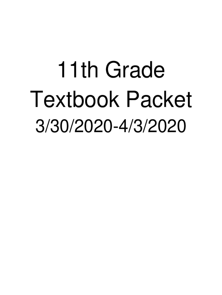 Fillable Online 11th grade textbook packet 3/30/20 Fax Email Print ...