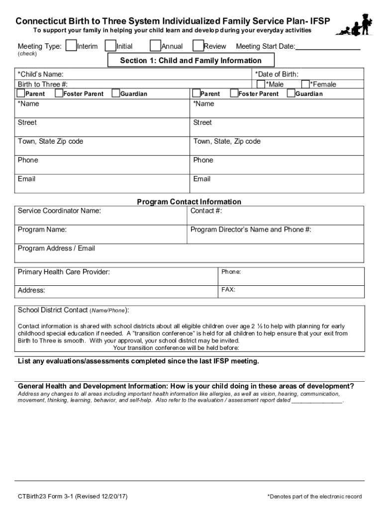 Fillable Online Individualized Family Service Plan (IFSP) Documentation ...