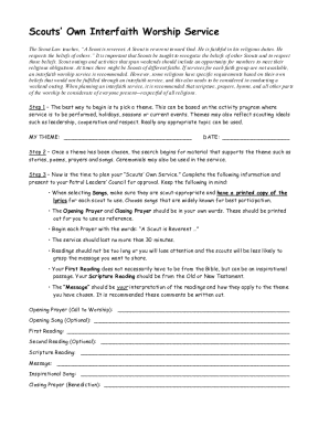 Fillable Online Scouts Own Service Template Fax Email Print - pdfFiller